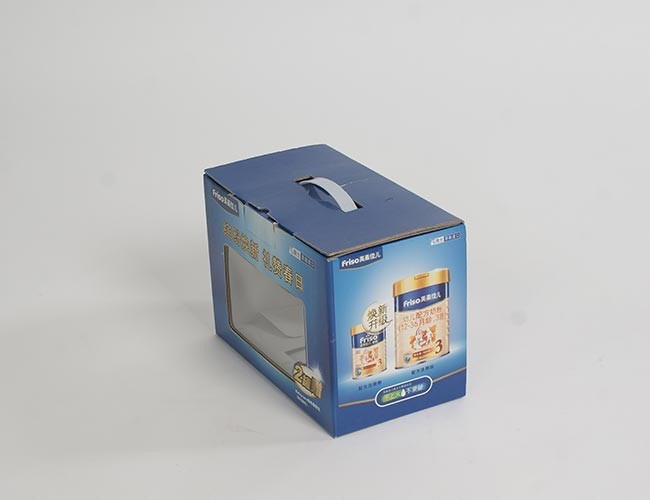 Matt Lamination Corrugated Paper Box With PVC Window And Plastic Handle